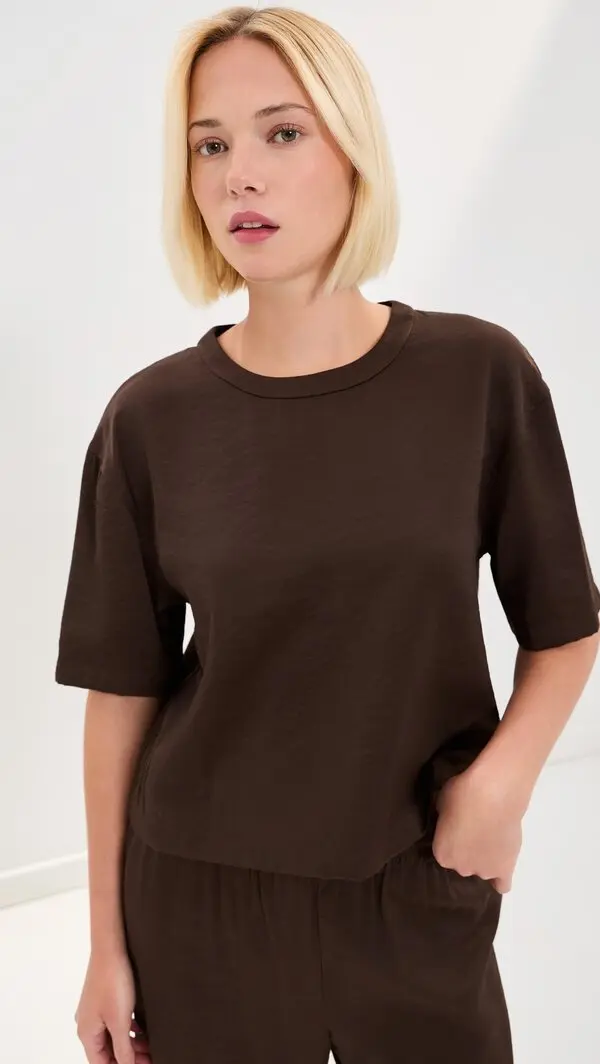 LE BOP Chandler Satin Tee - Coffee Bean