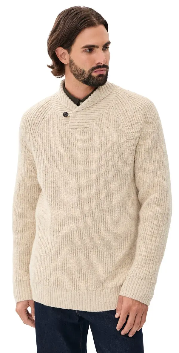 Barbour Fleck Shawl Neck Sweater - Pearl
