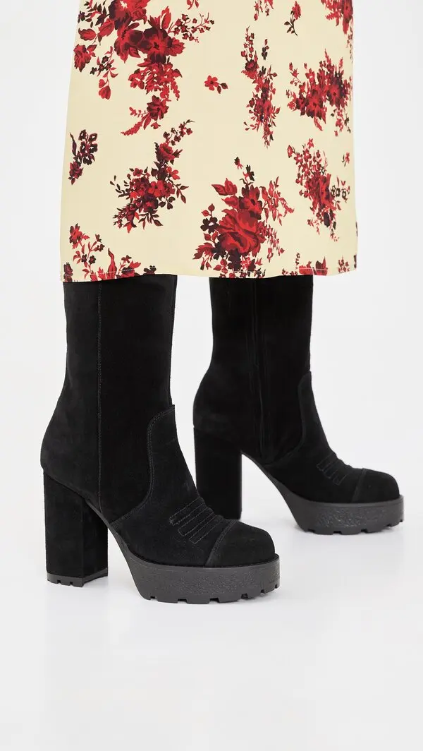 Cinq À Sept Marley Suede Lug Sole Platform Boots