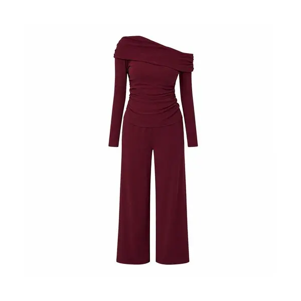 GIRL IN MIND Jay Asymetric Long Sleeve Top Berry - Red