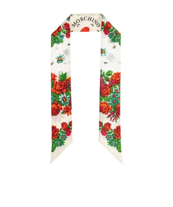 Moschino Floral Motif Satin Scarf