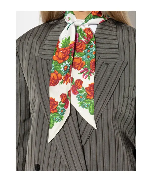 Moschino Floral Motif Satin Scarf