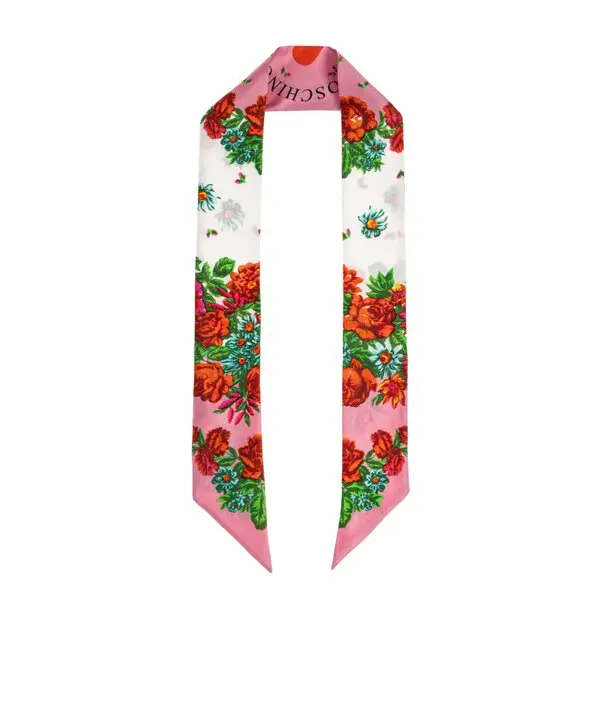 Moschino Floral Motif Satin Scarf - Multicolor