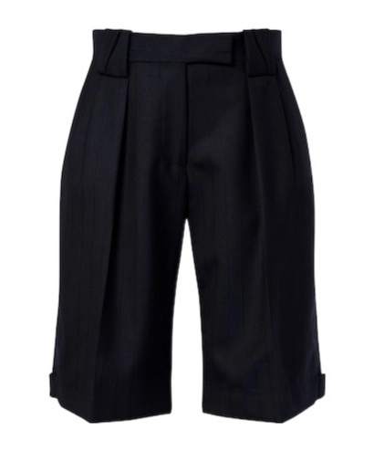 Versace Pinstriped Virgin Wool Bermuda Shorts - Black