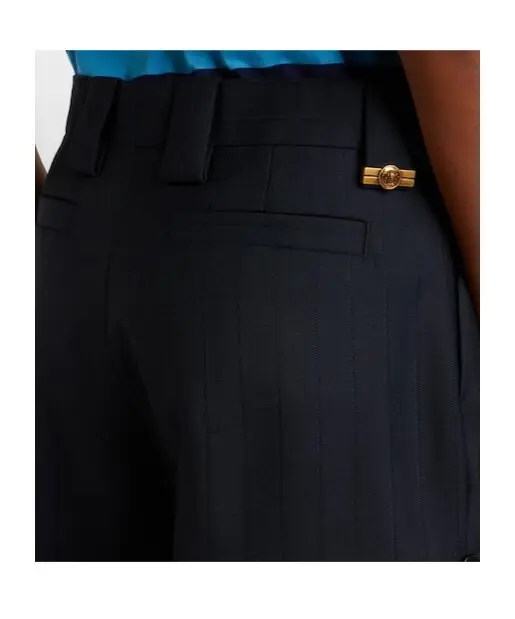 Versace Pinstriped Virgin Wool Bermuda Shorts