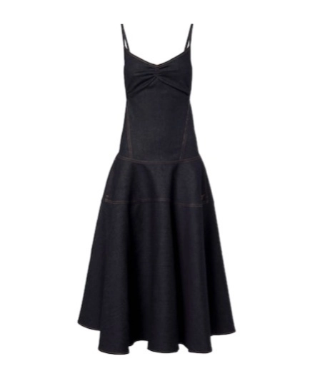 Jacquemus Pina De-nîmes Gathered Denim Midi Dress - Blue