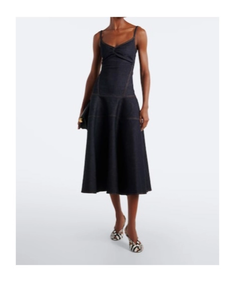 Jacquemus Pina De-nîmes Gathered Denim Midi Dress