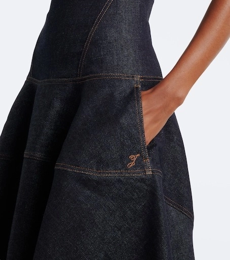 Jacquemus Pina De-nîmes Gathered Denim Midi Dress