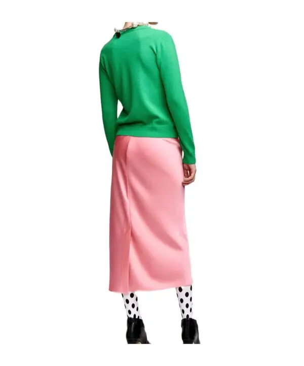 Essentiel Antwerp Green And Light Pink Rabbit-intarsia Wool-blend Sweater