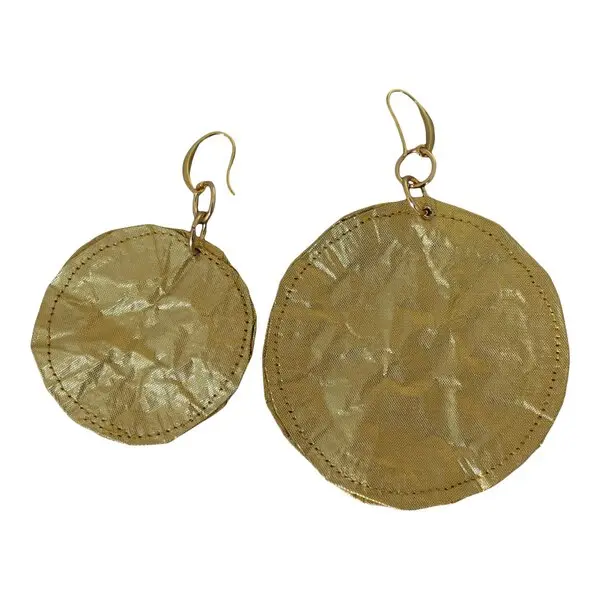 ROMER MILLINERY Metallic Silk Coin Drop Earrings - Gold