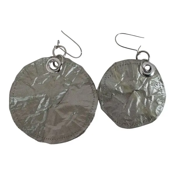 ROMER MILLINERY Metallic Silk Coin Drop Earrings - Silver
