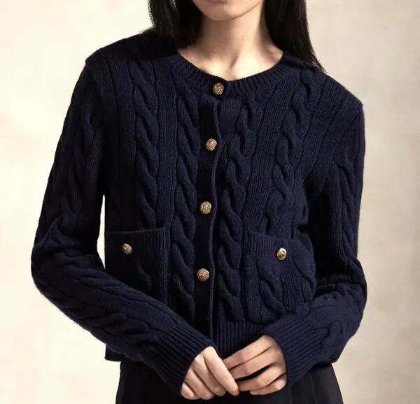 Polo Ralph Lauren Cable-knit Crewneck Buttoned Cardigan