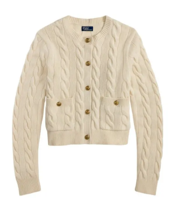 Polo Ralph Lauren Cable-knit Crewneck Buttoned Cardigan - Cream