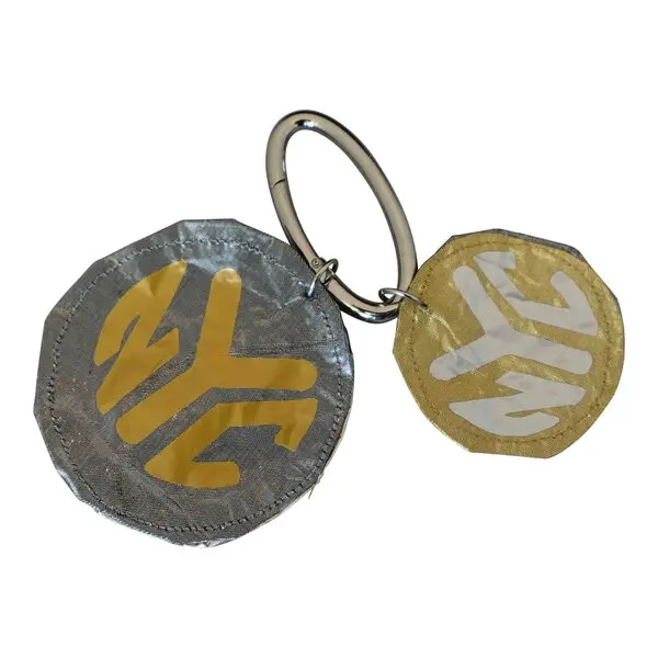 ROMER MILLINERY Gold / Silver Metallic Silk Subway Token Bag Charm Mixed Gold & Silver - Gold/silver