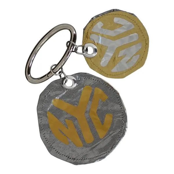 ROMER MILLINERY Metallic Silk Subway Token Bag Charm - Gold/silver