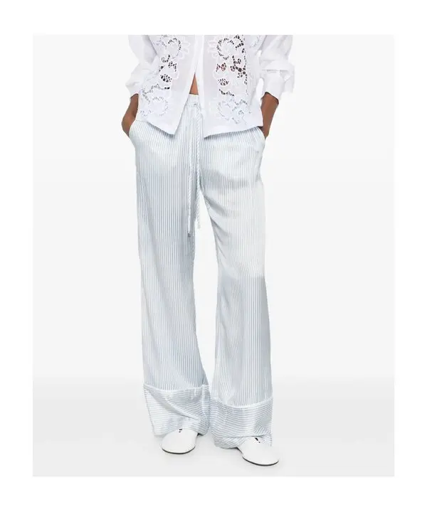 ERMANNO FIRENZE Striped Drawstring Palazzo Pants