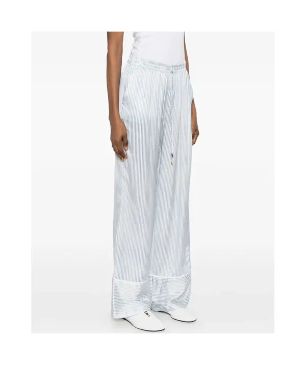 ERMANNO FIRENZE Striped Drawstring Palazzo Pants