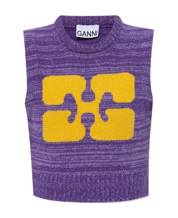 GANNI Graphic Cropped Vest - Purple