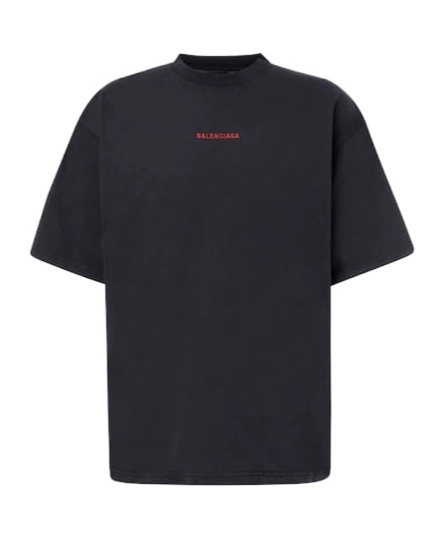 Balenciaga Logo Cotton Jersey T-shirt - Black