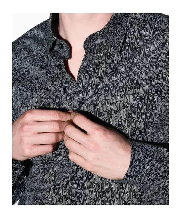 Armani Exchange Slim Fit Shirt In Stretch Cotton Poplin