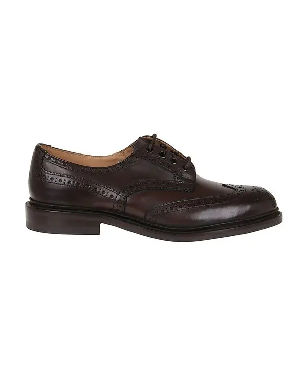 TRICKER'S Leather Wing Tip Derby Shoes - Black