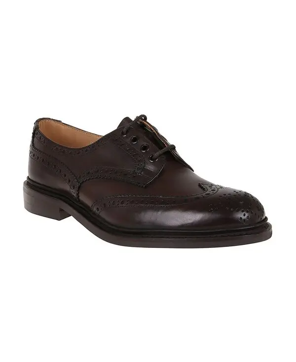 TRICKER'S Leather Wing Tip Derby Shoes - Black