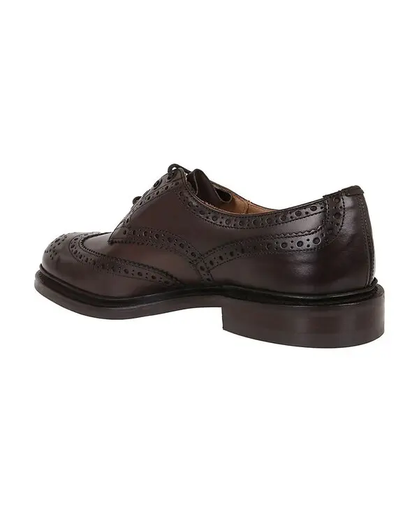 TRICKER'S Leather Wing Tip Derby Shoes - Black