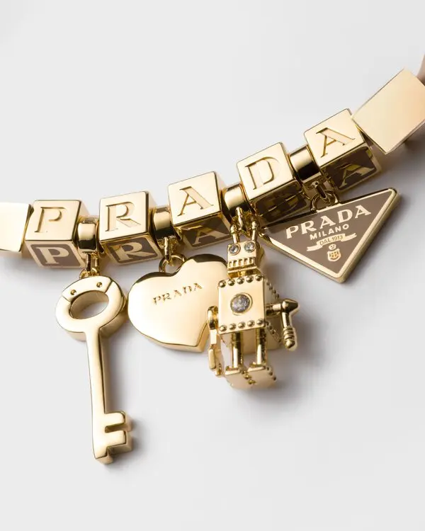Prada Nappa Leather And Metal Bracelet
