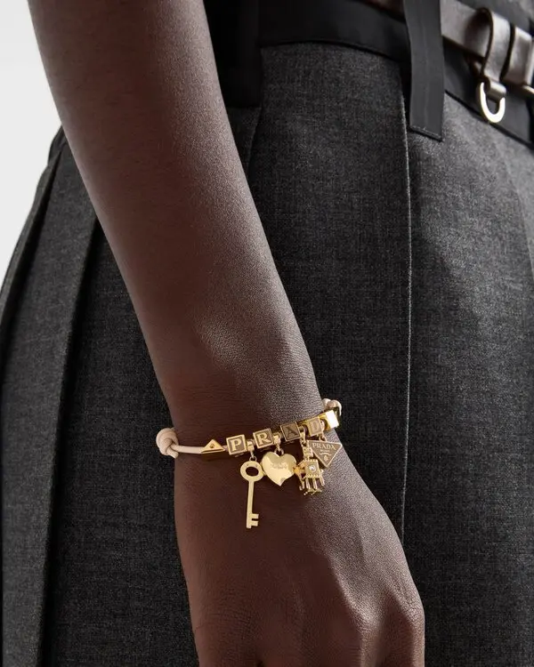 Prada Nappa Leather And Metal Bracelet