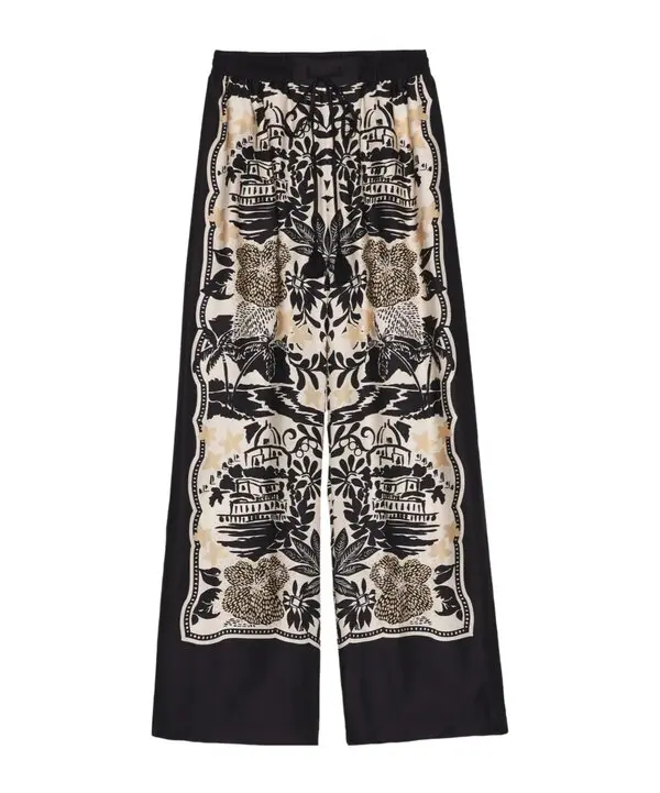 ERMANNO FIRENZE Graphic-print Drawstring Palazzo Trousers
