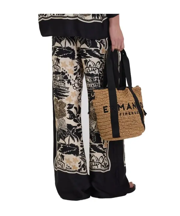 ERMANNO FIRENZE Graphic-print Drawstring Palazzo Trousers