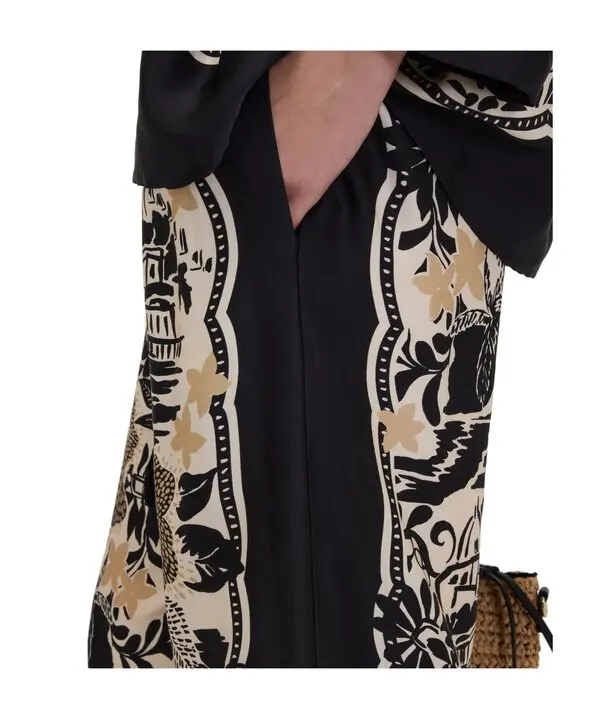 ERMANNO FIRENZE Graphic-print Drawstring Palazzo Trousers