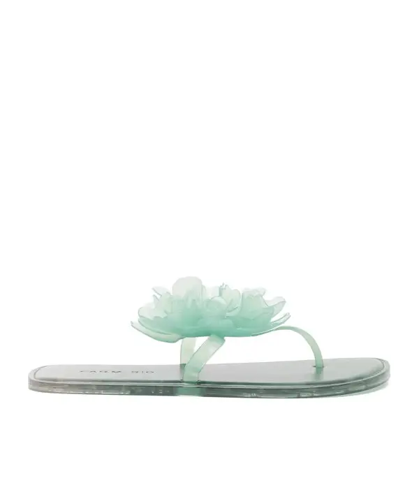 Farm Rio Floral-embellished Flip Flops - Green