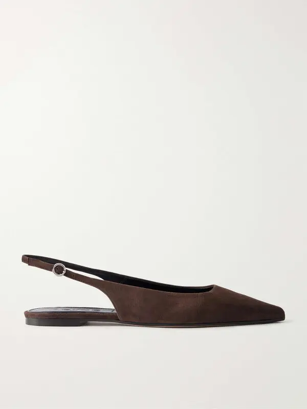 AeydĒ Annora Suede Slingback Flats - Chocolate