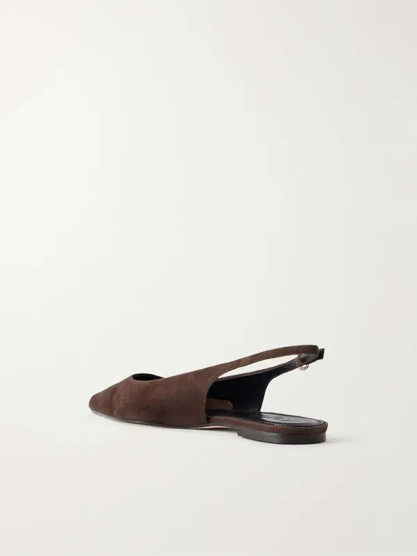 AeydĒ Annora Suede Slingback Flats - Chocolate