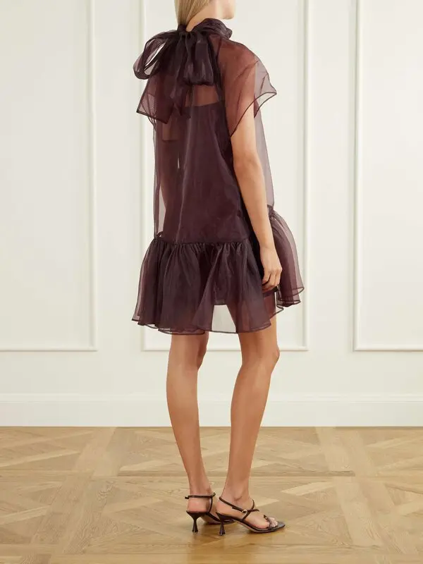 Simkhai Bow-detailed Organza Mini Dress