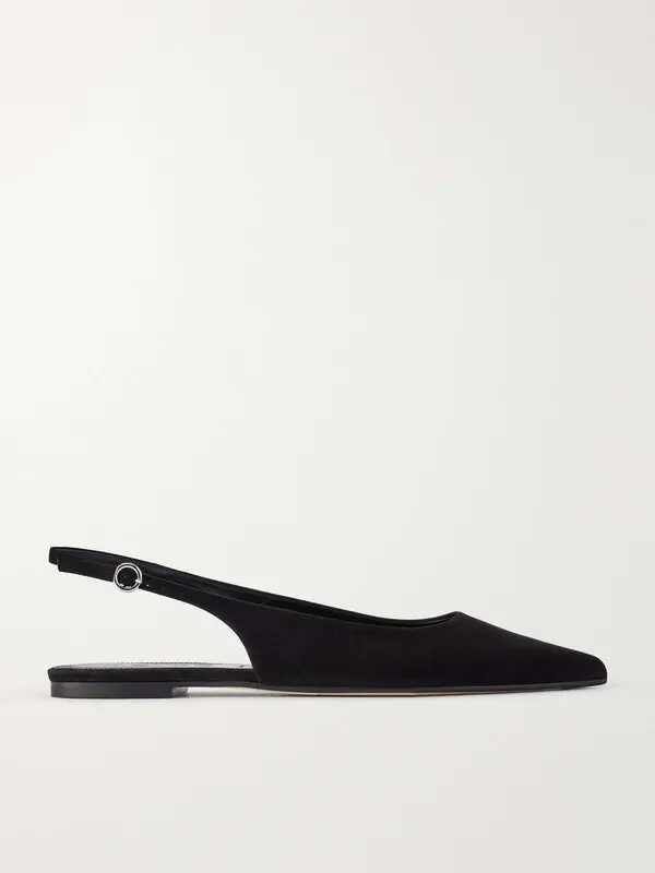 AeydĒ Annora Suede Slingback Flats - Black