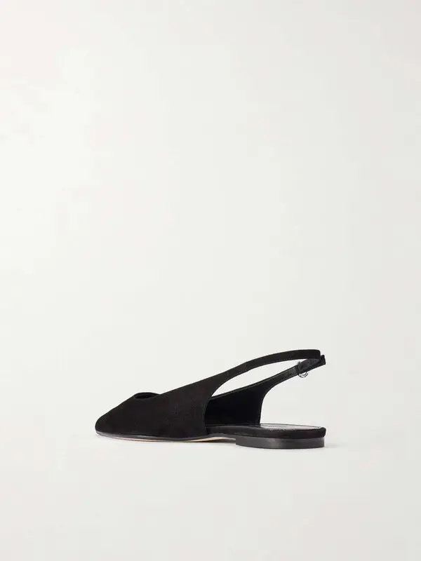 AeydĒ Annora Suede Slingback Flats - Black