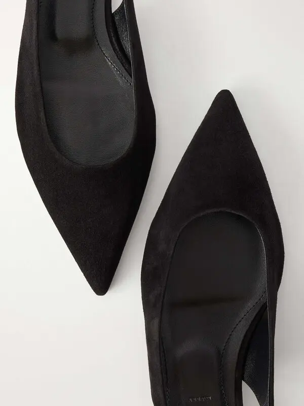 AeydĒ Annora Suede Slingback Flats - Black
