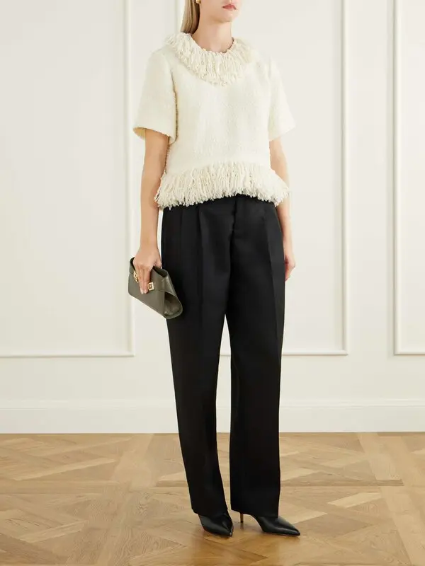 LIBEROWE Fringed Wool-blend Tweed Top