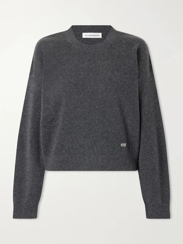 Victoria Beckham Lana Ribbed Wool And Cashmere-blend Sweater - Gray