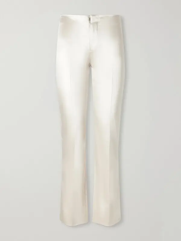 LIBEROWE Cropped Cotton-blend Satin-duchesse High-waist Straight-leg Pants - Neutrals