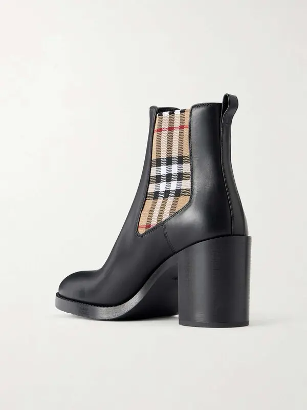 Burberry 70 Check-trimmed Leather Boots