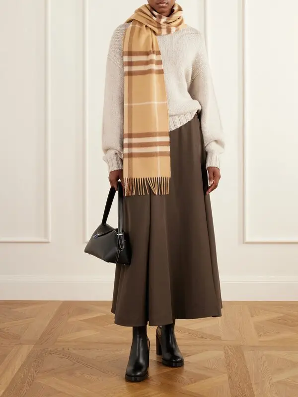 Burberry Check-trimmed Leather Boots