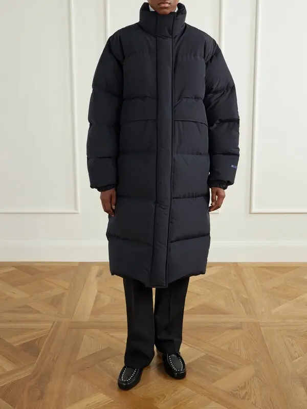 JIL SANDER Logo-appliquéd Quilted Shell Down Coat - Black