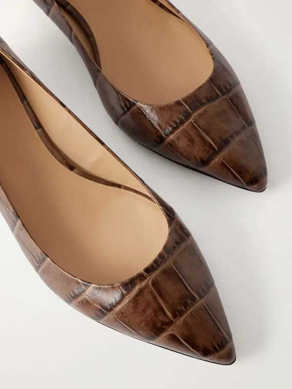 JAMIE HALLER The Kitty Croc-effect Leather Pumps