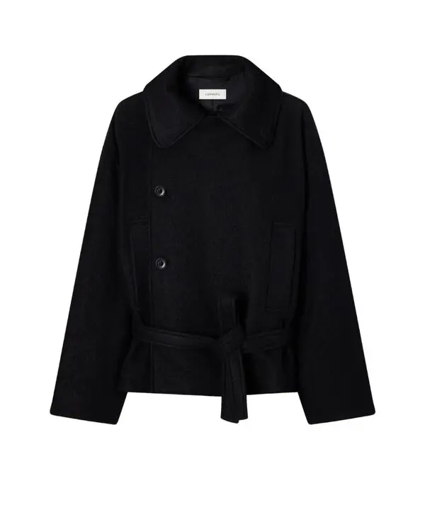 LEMAIRE Belted Wool And Alpaca-blend Coat - Black