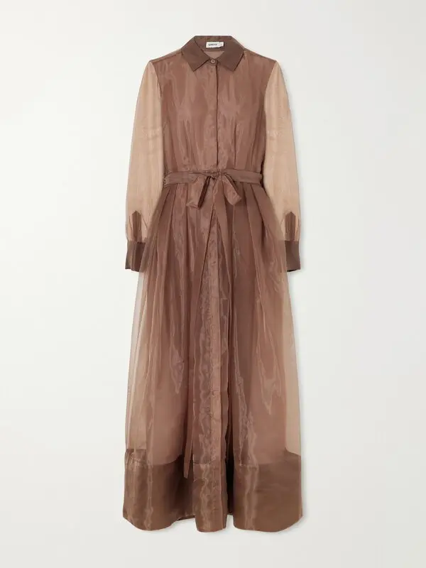 Simkhai Montgomery Belted Organza Gown - Brown