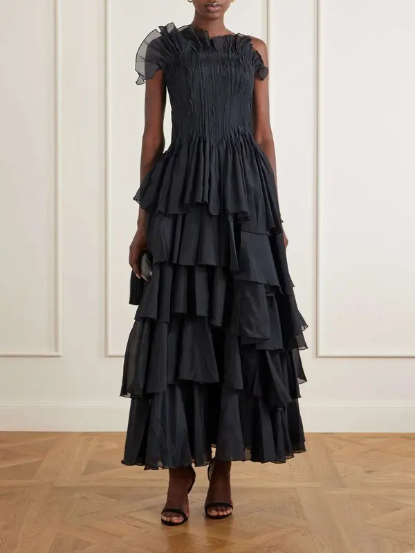 Aje Sonnet Ruffled Organza Maxi Dress