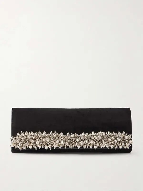Simkhai River East West Bead-embellished Suede Clutch - Black